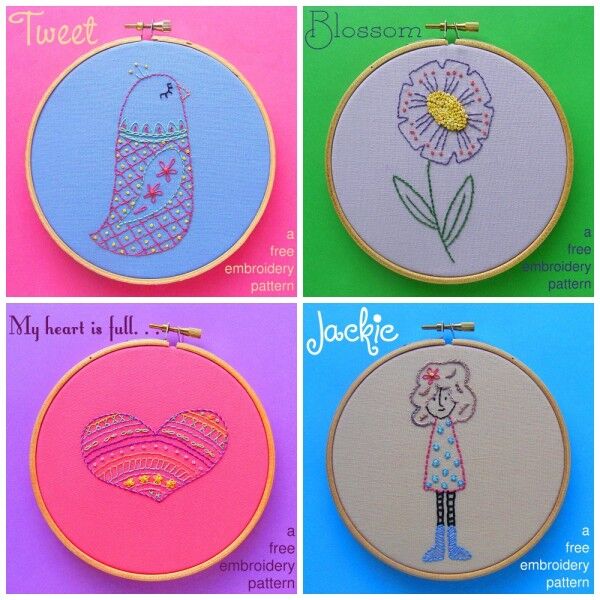 Four Free Embroidery Patterns - Shiny Happy World