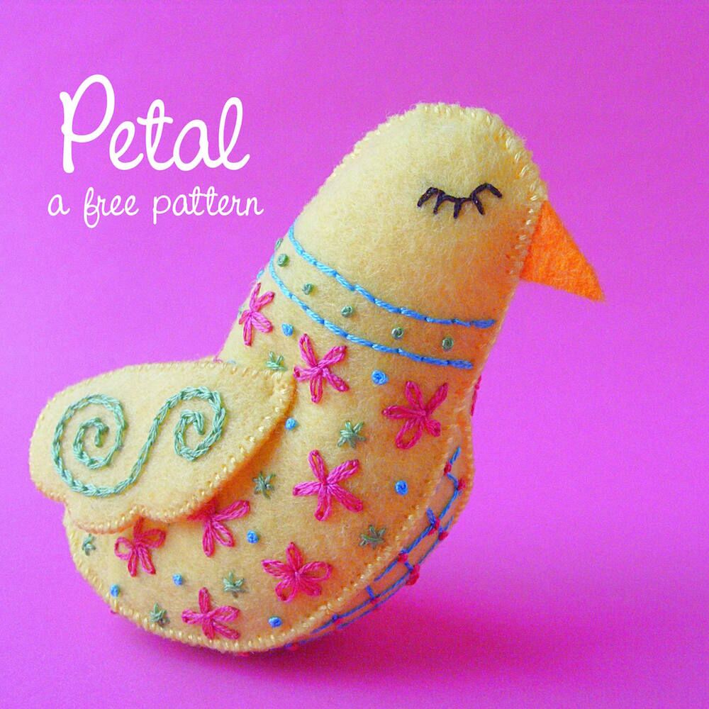 Free Felt Bird Pattern – Meet Petal - Shiny Happy World