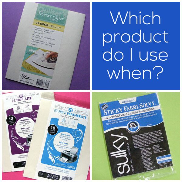 Freezer Paper, Sulky Sticky Fabri-solvy or Fusible Adhesive? Which ...