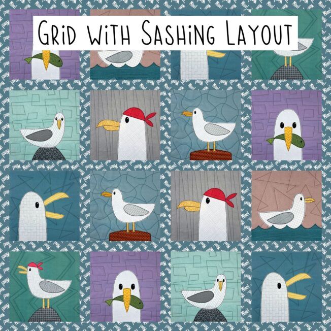 Grid Quilt with Sashing and Borders Layout Guide - Shiny Happy World